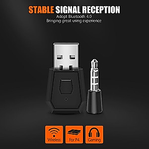 JSTOSIYS Bluetooth Wireless Adapter for PS4/PS5 Dongle Mini USB 4.0 Headset Adapter Transmitters Microphone Receiver,Support A2DP HFP HSP