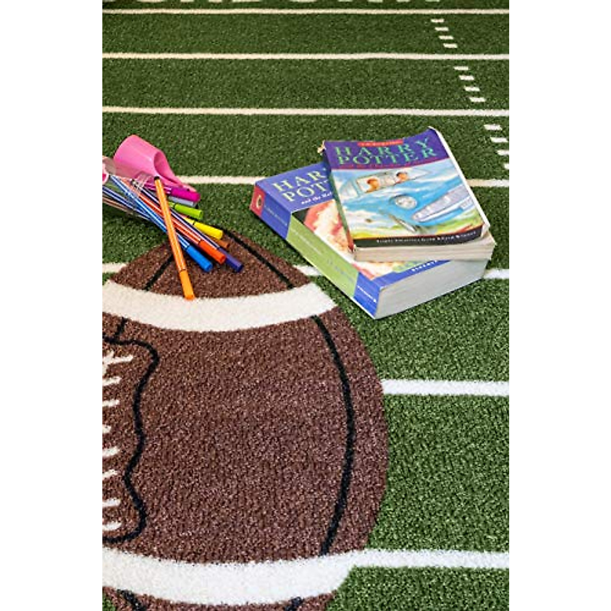 Furnish My Place 705 Solid Football 3'3"x5' Dalyn Rug, All Star Football Ground, Play Area Rug for Kids, Football Field Ground Rectangle, Anti Skid Rubber Backing, Green