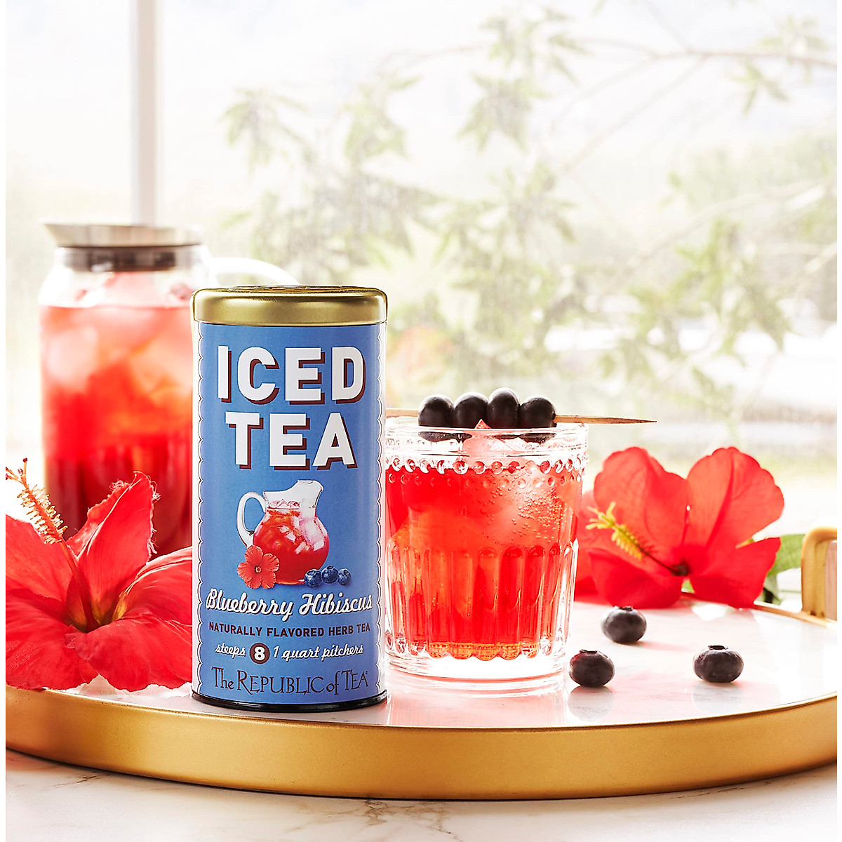 The Republic of Tea - Blueberry Hibiscus Iced Tea, 8 Tea Bags, Herbal Tea, Caffeine Free