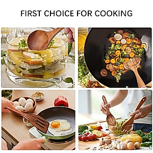 Wooden Spoons for Cooking,10 Pcs Natural Teak Wooden Cooking Utensils Wooden Kitchen Utensils Set Wooden Utensils for Cooking Wooden Spatulas for Cooking