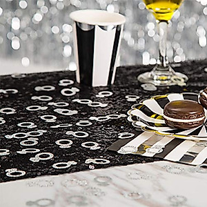 MOWO Silver Diamond Ring Paper Confetti Table Decor and Event Decor, Silver Glitter, 200 Count