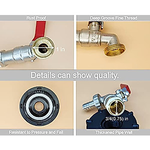 IBC Tote Tank Winterizing Brass Drain Adapter, Garden Hose Faucet Spigot 275-300 Gallon Water Tank Connector Replacement, Ton Barrel Fittings Switch Nozzles Tank Joints, Coarse Thread S60X6, 1/2"