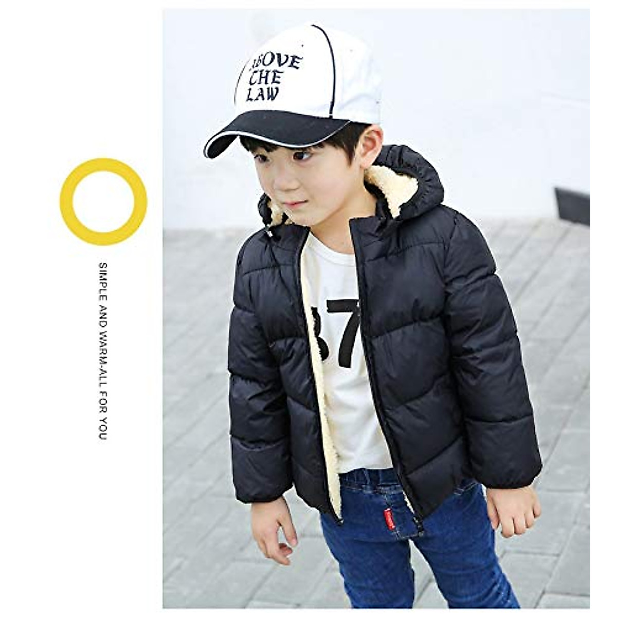 aporake Toddler Kids Baby Boy Girl Winter Hooded Clothes 3D Ear Zipper Hoodie Coat Solid Color Long Sleeve Plush Warm Jacket (Black, 3-6 months)