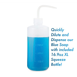 RetroDeco Ultra Concentrated 16.9oz Tincture of Blue Tattoo Soap USP: Makes 1.3 Gallons of Blue Soap with XL 16.9oz Squeeze Bottle For Skin and Piercings, Better Than Green Soap