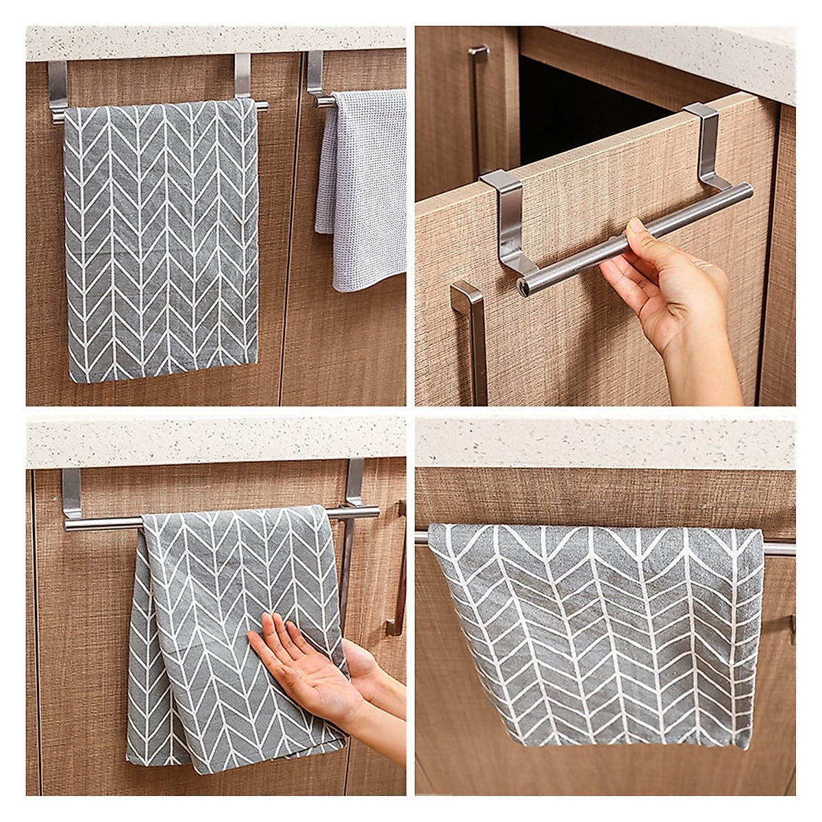 ZZZYW Stainless Steel Towel Rack Bathroom Towel Rack Kitchen Cabinet Door Hanging Storage Rack Wall-Mounted Towel Rack (Color : Small 23cm)
