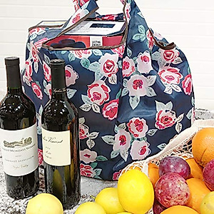 allydrew Large Foldable Tote Nylon Reusable Grocery Bag, Bumble Bees