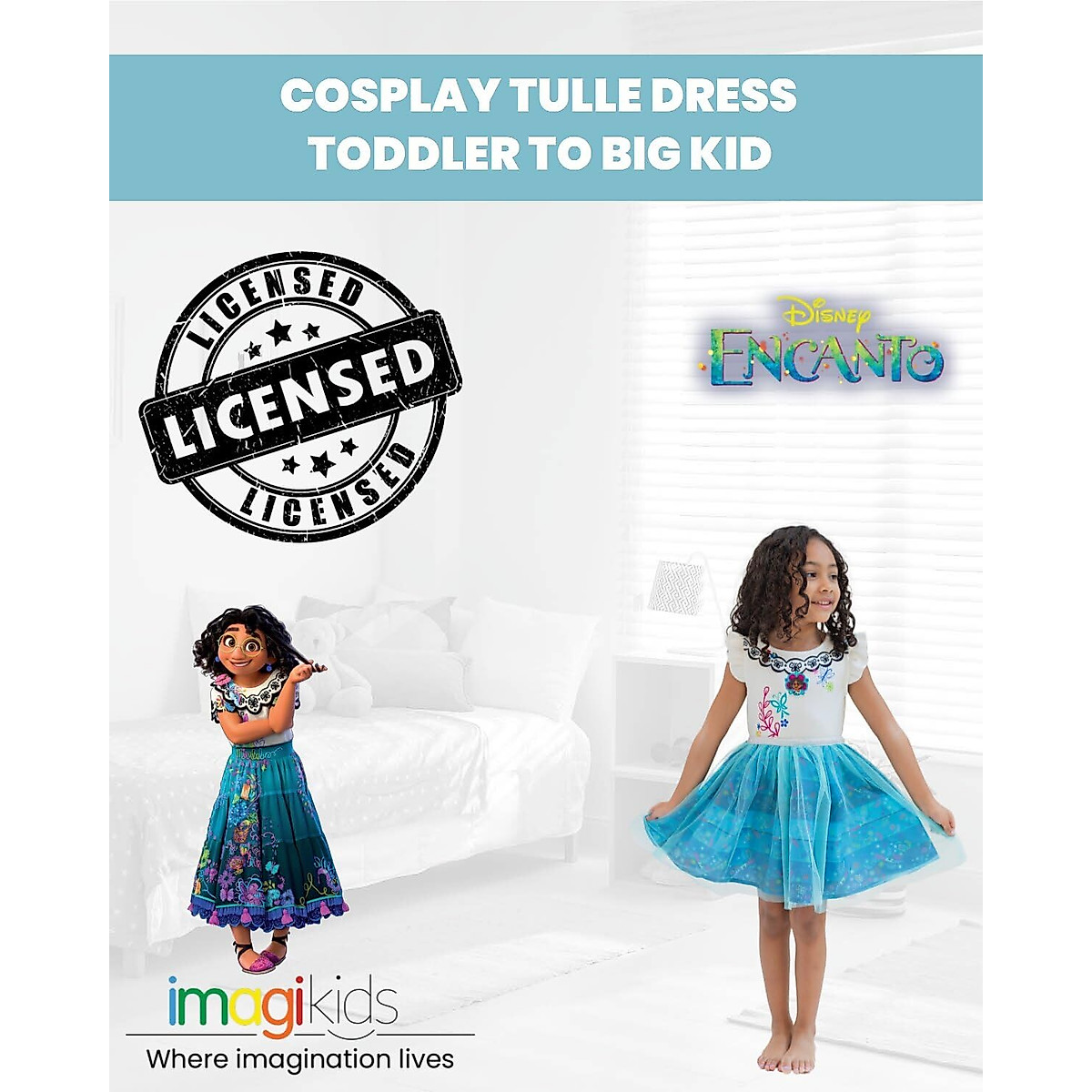Disney Encanto Mirabel Little Girls Cosplay Tulle Sleeveless Dress Mirabel 6-6X