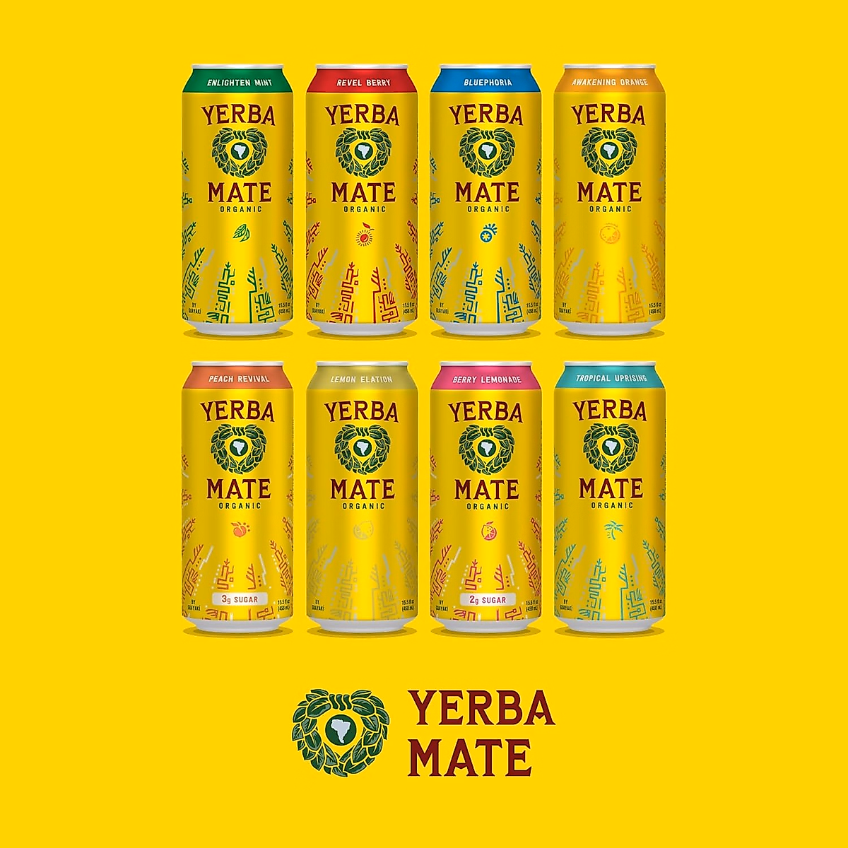 Guayakí Yerba Mate, Organic Energy Drink Alternative, Variety Pack, 150mg Natural Plant Based Caffeine, Better for You Energy & Focus, No Jitters or Crash, 15.5 Oz (Pack of 12) (Packaging May Vary)