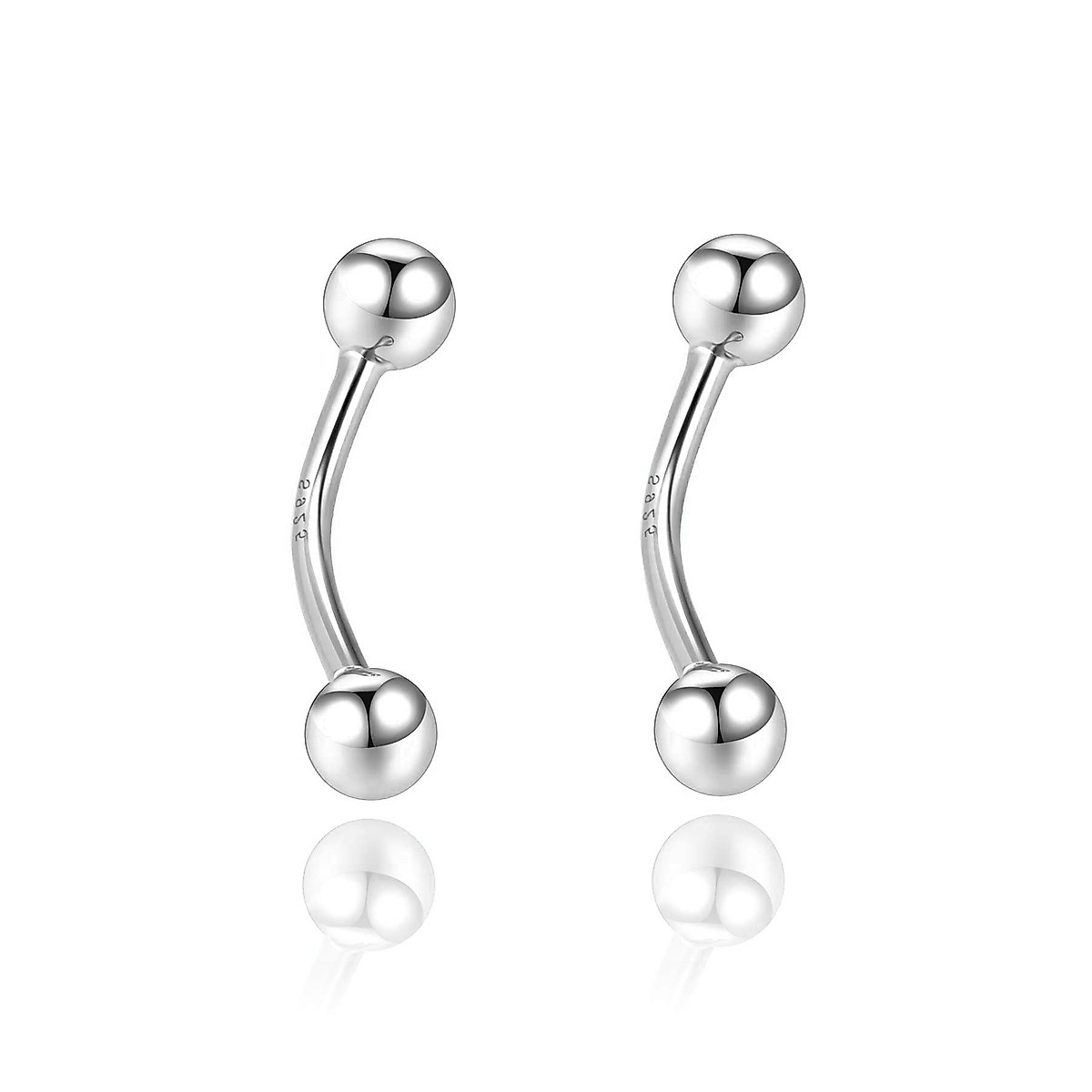 SILBERTALE Daith Rook Earrings 925 Sterling Silver Tiny 18G Tragus Piercing Eyebrow Rings Curved Barbell Tongue Sleeper Cartilage Earring Stud 8mm 5/16''