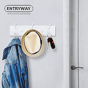 Wooden Wall Mount Coat Rack, Mounted Organizer for Closet, Bathroom, Bedroom, Entryway, Hallway, Foyer, Heavy Duty Double Hooks Hanging Towels, Hats, Bags, Backpacks, Jackets, Keys (White, 3 Hooks)