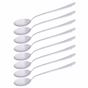 Bruntmor Soup Spoons - Soup Spoons Stainless steel - Stainless Steel Soup Spoons Round - Spoons for Eating Stainless - Durable and Stylish Stainless Steel Spoon - Set of 8-6.6 inches