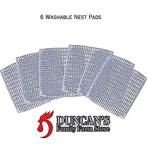 Duncan's Chicken Nesting Pads (6 PACK) - Dura-Pad Poultry Mats for Bedding and Laying Eggs - Chickens, Ducks, and Hens - Washable Reusable Box Liners with Air Circulation and Waste Filtering