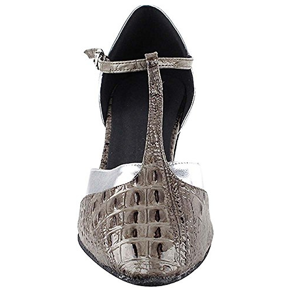 Women's Ballroom Dance Shoes Tango Wedding Salsa Dance Shoes Grey Croc & Silver Trim Sera3551EB Comfortable - Very Fine 2.5" Heel 6.5 M US [Bundle of 5]