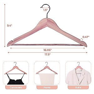 JS HANGER American Red Cedar Hangers 10 Pack, Smooth Finish Wood Coat Hangers for Suit Shirt, Aromatic Cedar Clothes Hangers with Swivel Hook & Notches for Dress, Jacket, Pants