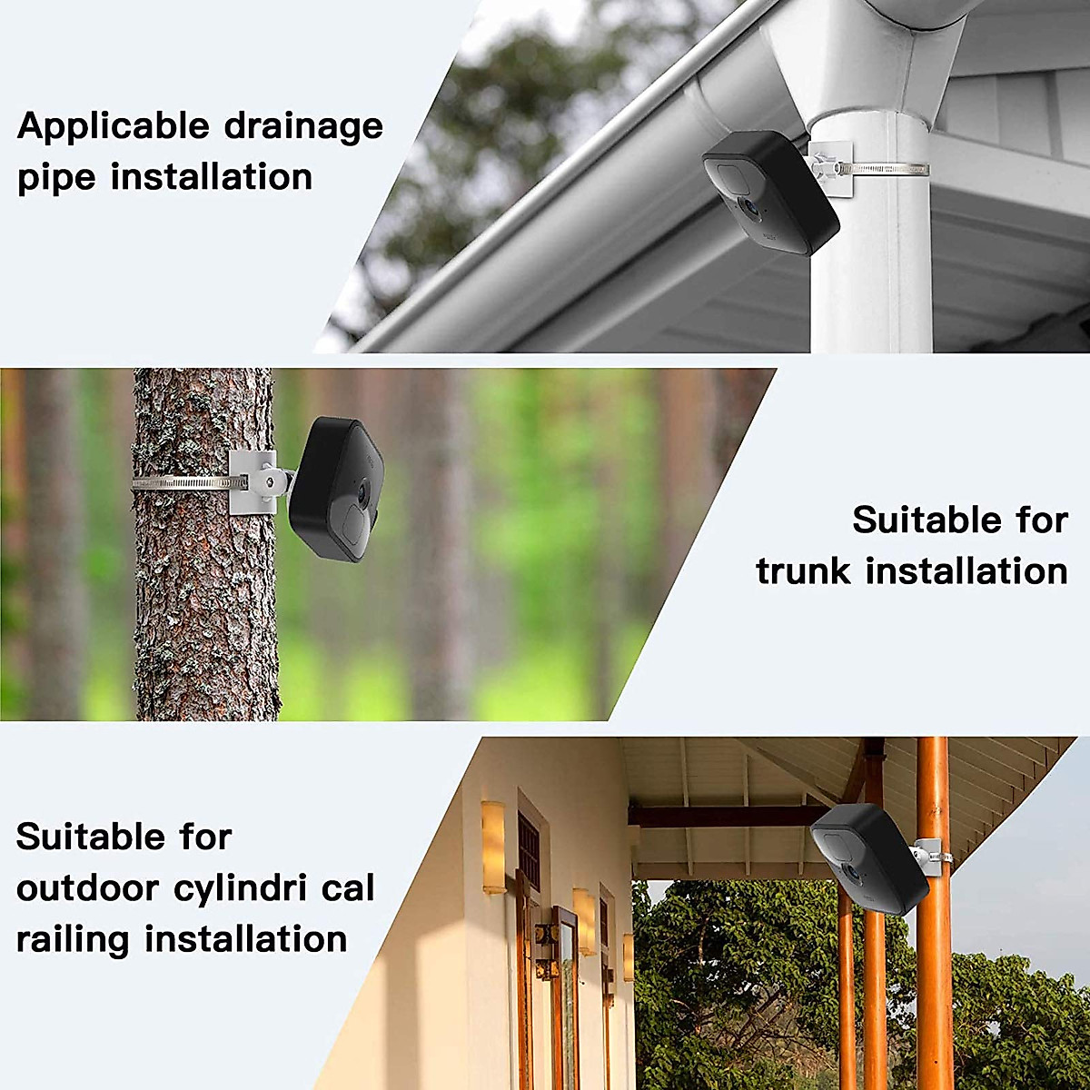 Blink Camera Pole Mounting Bracket, Lyeiaa All-New Blink Outdoor Blink XT2 Wall Mount Bracket Holder, Applicable Pipe Diameter Size 1.18-7.87 inch (30mm-200mm) (2 Pack-White)