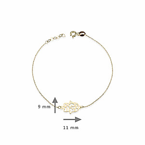 jewelryist 14k Solid Gold Hamsa Bracelet with Adjustable Chain - Size 7"