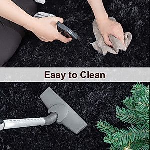TWINNIS Super Soft Shaggy Rugs Fluffy Carpets, 5x8 Feet, Indoor Modern Plush Area Rugs for Living Room Bedroom Kids Room Nursery Home Decor, Upgrade Anti-Skid Rectangular Fuzzy Rug, Black