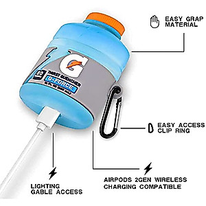 Silicone Case for Airpod 2/1 gen,Fashion Cute Cool Food Protective Case for Apple AirPods Case for Girls Men Boy(Blue Sport Water Drink Bottle)…