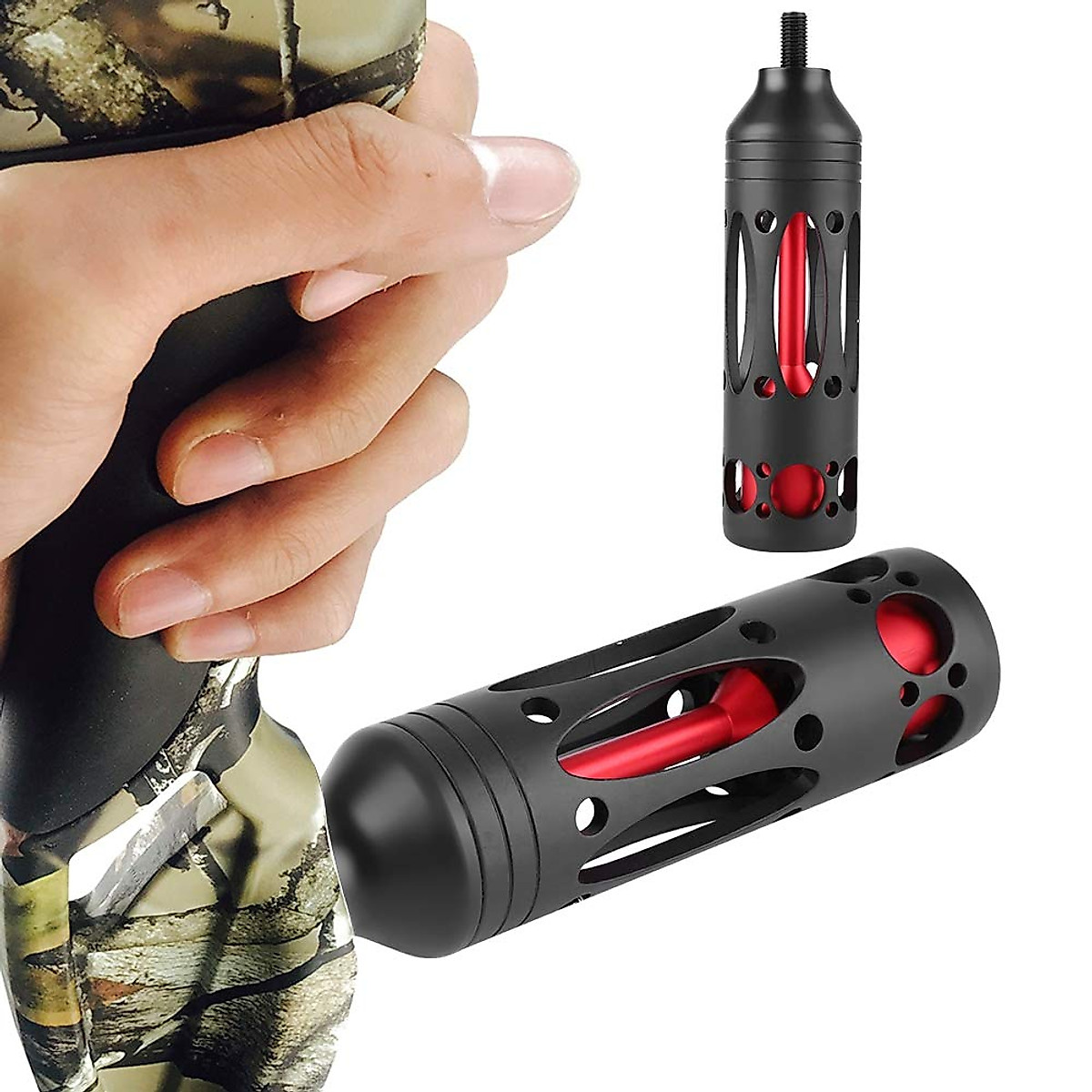 Zerone Archery Alloy Bow Stabilizer,Univesal Metal Archery Shock Absorber, Compound Bow Stabilizer Vibration Damper (Black Red)