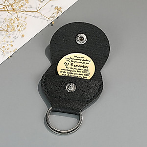 MIXJOY Little Pocket Hug Token Positive Affirmations Keepsake, Cancer Survivor Recovery Celebrate Sobriety Support Cheer Up Gifts for Men, Thinking of You Gift with PU Leather Keychain (Gold)