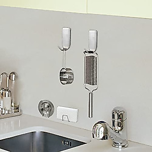 TWUTGAYW 3 Pc Adhesive Sponge Holder with 6 Pc Wall Hooks, Stainless Steel Sponge Hooks for Kitchen Sink, Rustproof Waterproof Sink Sponge Holder for Kitchen/Bath Hanging Towel Key Razor Hat Bag