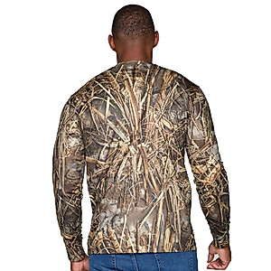 Realtree Men's Essential Camo Lightweight Performance Long Sleeve Shirt (RT MAX-7, Small)