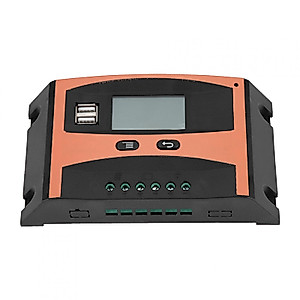 MPPT Controller, Simplified Version MPPT Charge Controller PCB Circuit Board Solar Panel Regulator 12V / 24V LCD Display Automatic Battery Controller Orange + Black(60A)