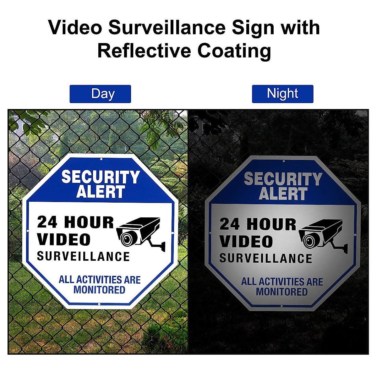 Video Surveillance Signs Outdoor - 10" x 10" Aluminum Rust Free Security Signs for Property, Metal Warning Sign for Home Business CCTV Security Camera - 2 Pack/Blue