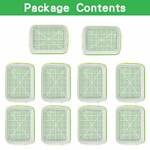 SDLDEER Seed Sprouting Tray, 10 Packs Microgreens Growing Trays Big Capacity Sprouts Growing Kit Soil-Free Sprouter Tray for Sprouting Seeds, Beans, Wheatgrass (without Lids)
