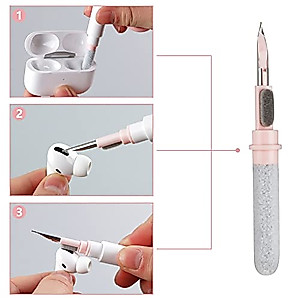 Soft Brush Keyboard Cleaner, Computer Cleaning Tool Kit, 7 in 1 Multipurpose Corner Slit Duster Keycap Puller and Soft Microfiber Brush for Bluetooth Headset Lego Airpods Laptop Camera Lens (Pink)