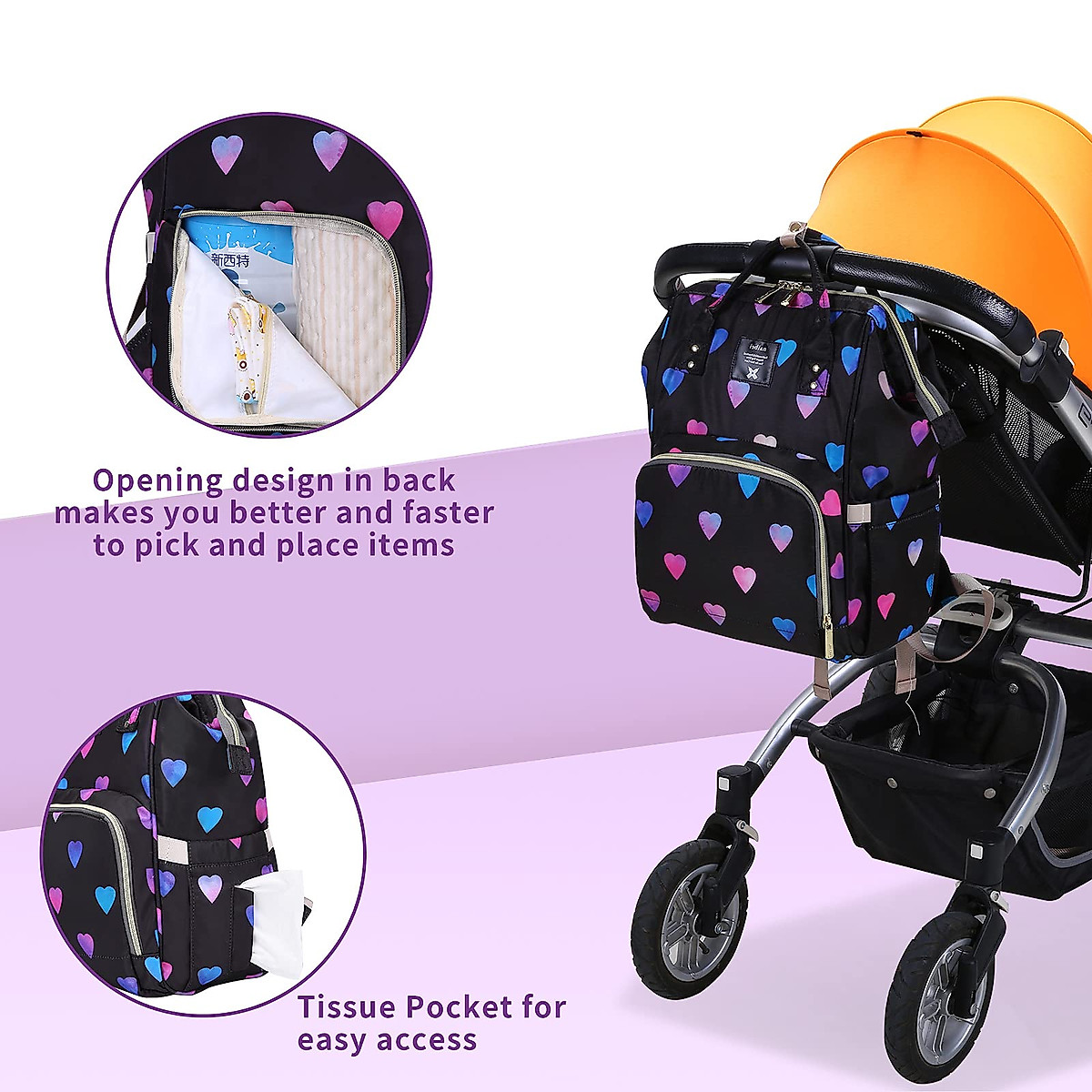 TRENDPLAY Diaper Backpack Baby Nappy Bag - Travel&Outdoor Organizer Water-Resistant Multi-Function Maternity Bag for Mom Daddy Large