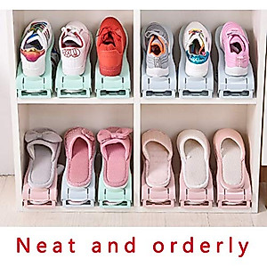 LKH Green Shoe Slots Space Saver, Shoe Organizers and Storage, Shoe Slots Organizer, Shoe Stack - 6 Piece Set (Color : Green)