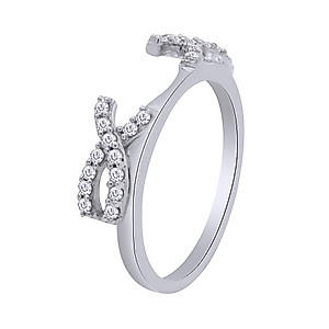 0.38 Carat Round White Cubic Zirconia Infinity Enhancer Guard Ring 14K White Gold Over Sterling Silver Ring Size- 5.5