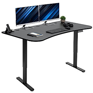VIVO Electric Dual Motor Height Adjustable 63 x 32 inch Stand Up Desk, Complete Active Workstation, 3 Part Table Top, Black Frame, Memory Controller, DESK-KIT-E2B1B