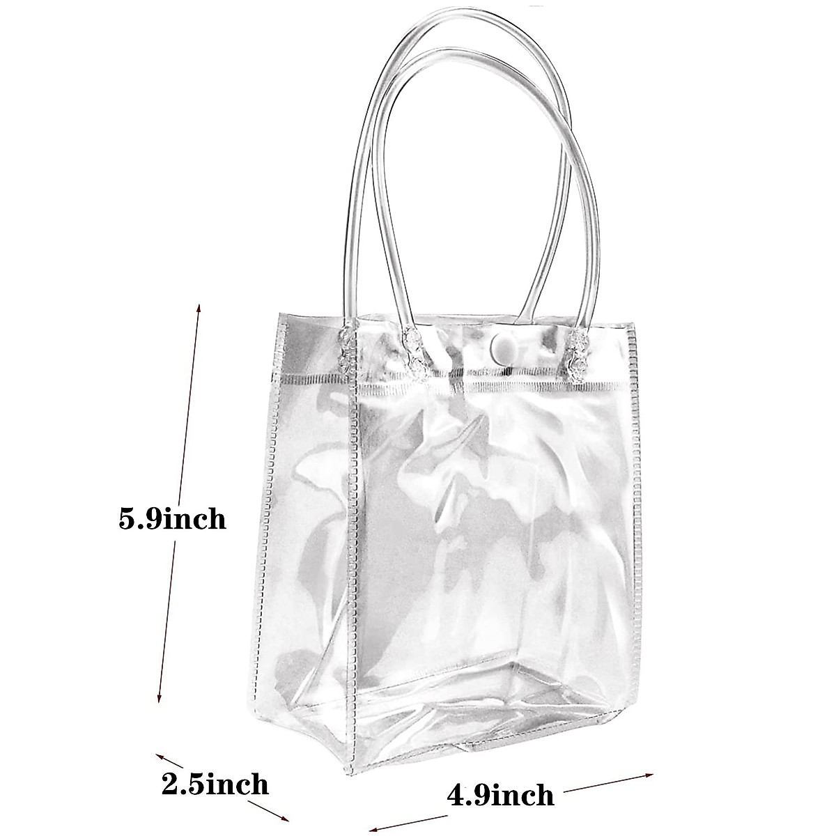 50 Pcs Plastic Gift Bags with Handle Reusable PVC Gift Wrap Tote Bags for Bachelorette Bridesmaid Wedding Birthday Baby Shower Party Favor(5.9X4.9X2.5inches)