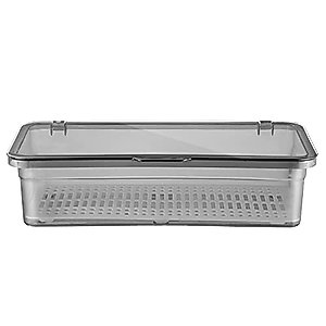 DOITOOL Kitchen Utensil Organizer with Lid and Drainer- Flatware Tray Utensil Organizer- Cutlery Organizer in Drawer for Kitchen Cutlery and Utensil, Countertop Storage Container