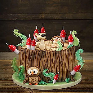 Tondiamo 3 Pcs Mushroom Candles Birthday Cake Topper Forest Woodland Cupcake Fairy Decorations for Baby Shower Party Home Wedding Favor