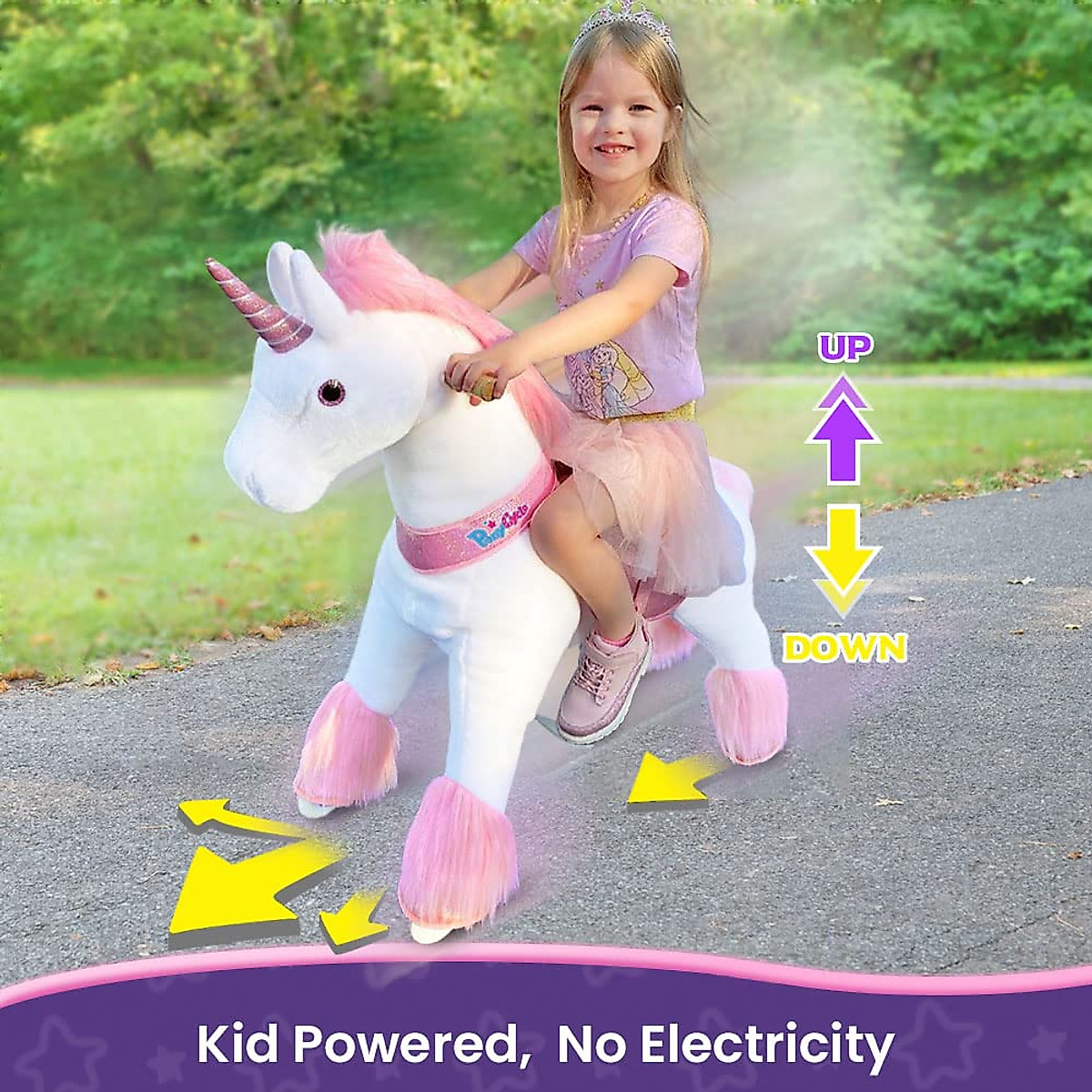 PonyCycle Ride On Unicorn Toys with Brake Classic Model U for Girls Giddy up Riding Pony Cycle (Pink, Size 3 for Age 3-5)