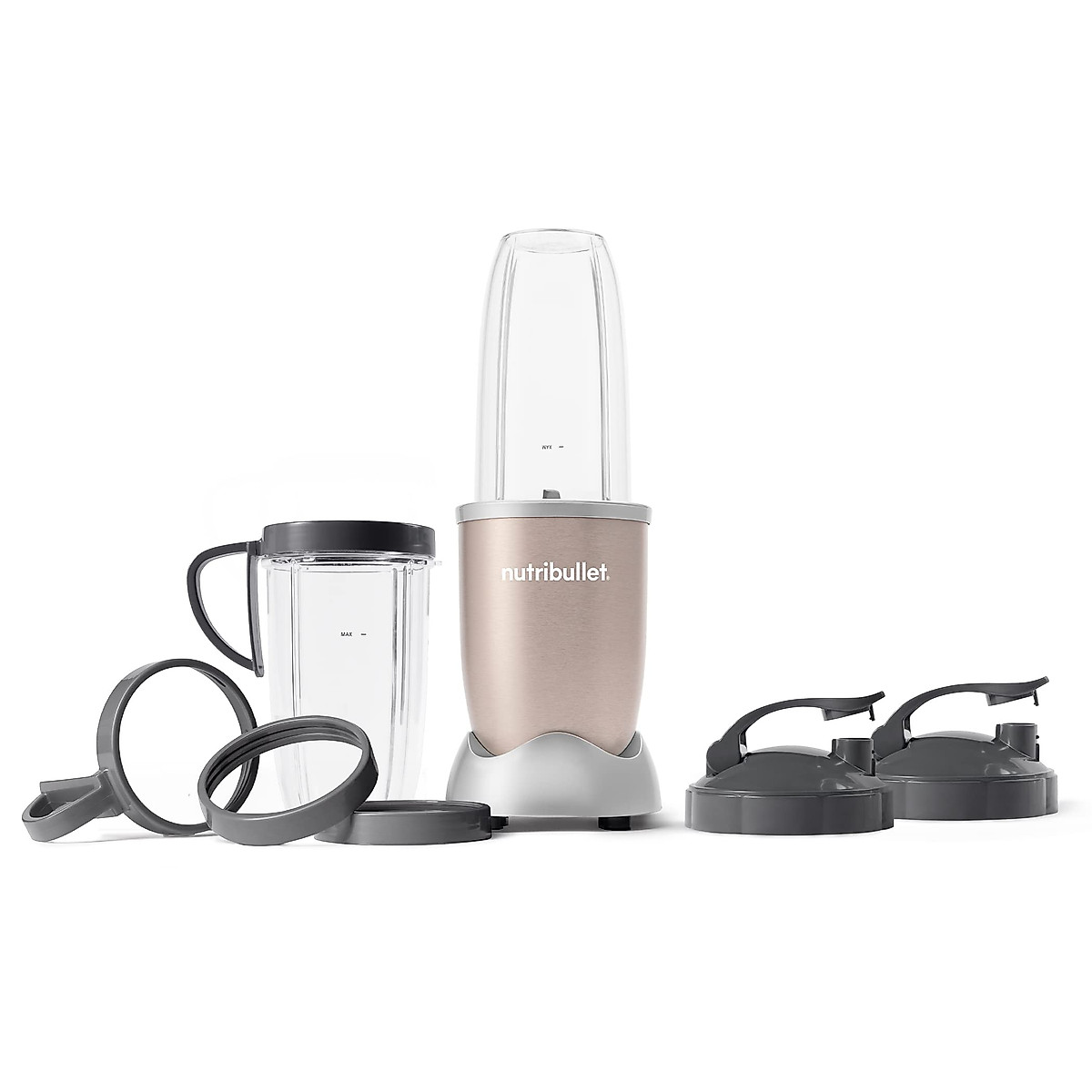 nutribullet Pro 900 Watt Personal Blender - 13-Piece High-Speed Blender/Mixer System, Champagne and NutriBullet 32 Ounce Colossal Cup with Standard Lip Ring