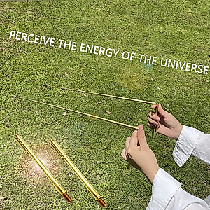 Mystic Energy Gift Box with Dowsing Brass Rod Set Include 2 Pcs Retractable Divination Rods, Pendulum and Challenge Coin, for Detect Gold, Water, Treasure,Buried Items,Ghost Hunting etc.(Total 4pcs)