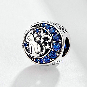 Cat Charm 925 Sterling Silver Animal Charm Lucky Charm Birthday Charm Love Charm for Pandora Charm Bracelet (Cat)