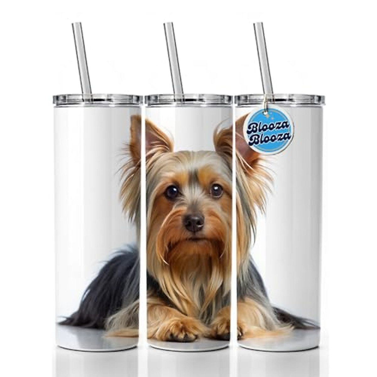 Silky Terrier Dog Photo Skinny Tumbler 20oz with Straw Insulated Water Bottle Gift