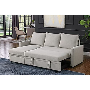Devion Furniture Andy Sectional Sleeper Sofa Bed, Light Gray