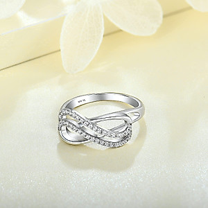 YL Infinity Statement Rings for Women 925 Sterling Silver Anniversary Ring Eternity Twisted Engagement Jewelry size5