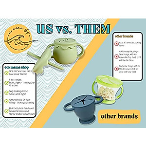 Eco Mama Shop 3-in-1 Silicone Snack/Sippy Cup: Baby Food Storage Containers, Toddler Cups, Snack Containers & Snack Cups for Toddlers 6+ Months, Sippy Cups for Baby 6 Months & Travel Snack Container