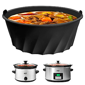 Silicone Slow Cooker Liner Fit 6-7 Quart Oval Slow Cookers, Food Grade Silicone Slow Cooker Liners Reusable & Leakproof Dishwasher Safe Slow Cooker Liner