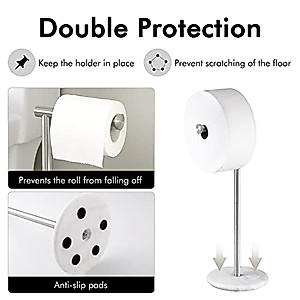 KES Standing Towel Rack & Natural Marble Toilet Paper Holder Stand, SUS304 Stainless Steel Brushed Finish, BTH217-2+BPH284S1-2