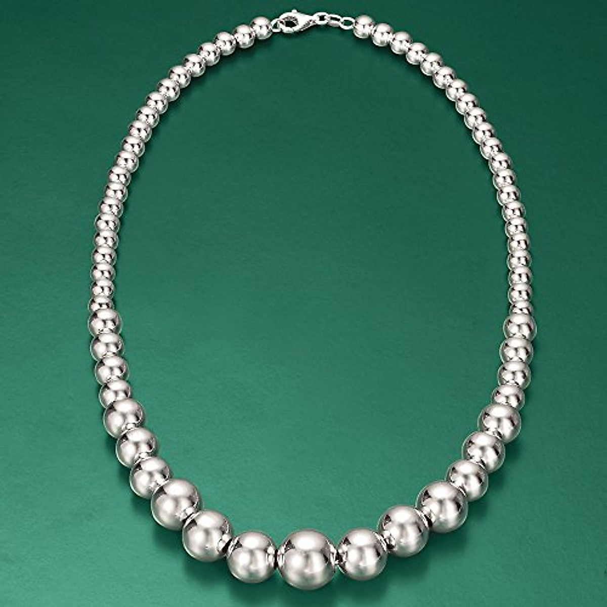 Ross-Simons Italian 6-14mm Sterling Silver Bead Graduated Necklace. 18 inches