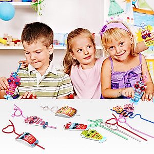 Valentines Day Cards, 32 Pack Crazy Straws Bulk, Silly Straws for Kids Colorful Valentine Exchange Cards Loop Reusable Drinking Straws Valentine Gifts for Classroom Boys Girl School Party Game Favor