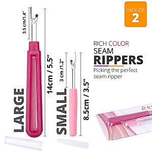 Seam Ripper 2 Pack - Thread Cutter and Threadripper for Crafting Notions & Quilting - Seam Rippers for Sewing, Unpicker Sewing Accessories and Supplies for Needlework, DIY Craft